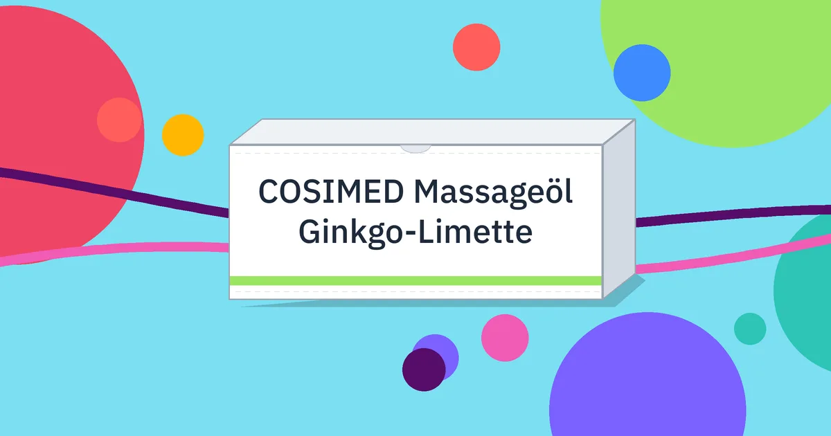 Symbolbild: Packung mit der Aufschrift COSIMED Massageöl Ginkgo-Limette (PZN 15746159) – Verfügbarkeit und Bezug in Apotheken in Frankfurt am Main