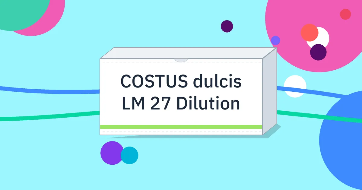 Symbolbild: Packung mit der Aufschrift COSTUS dulcis LM 27 Dilution (PZN 13455096) – Verfügbarkeit und Bezug in Apotheken in Frankfurt am Main
