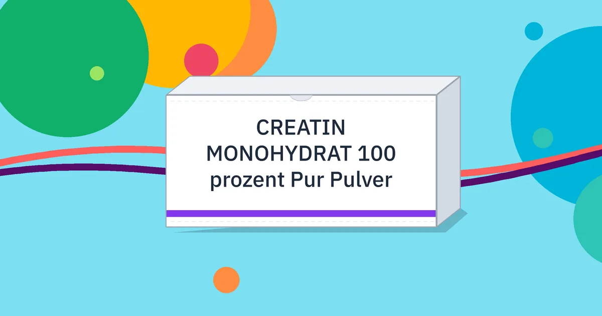 Symbolbild: Packung mit der Aufschrift CREATIN MONOHYDRAT 100 prozent Pur Pulver (PZN 20588952) – Verfügbarkeit und Bezug in Apotheken in Frankfurt am Main