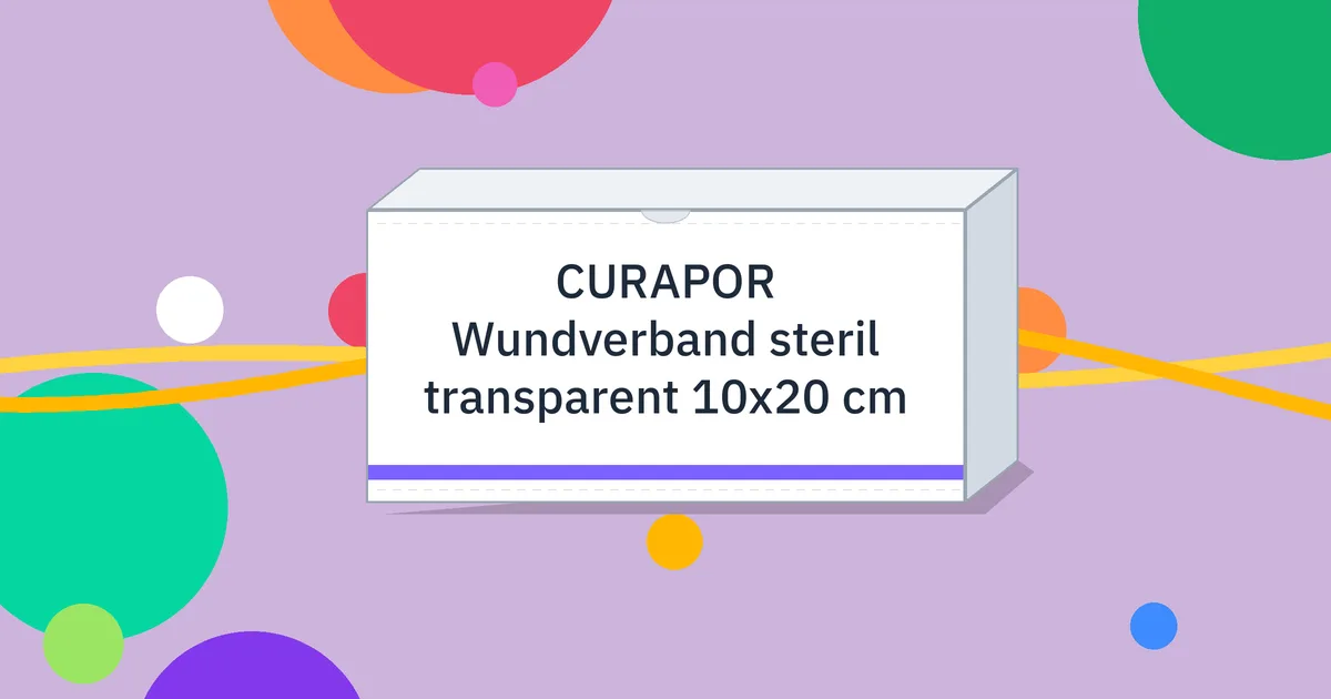 Symbolbild: Packung mit der Aufschrift CURAPOR Wundverband steril transparent 10x20 cm (PZN 19116946) – Verfügbarkeit und Bezug in Apotheken in Frankfurt am Main