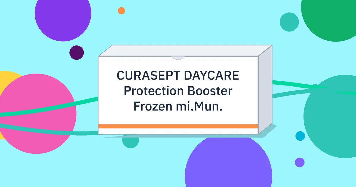 Symbolbild: Packung mit der Aufschrift CURASEPT DAYCARE Protection Booster Frozen mi.Mun. (PZN 18680159) – Verfügbarkeit und Bezug in Apotheken in Frankfurt am Main