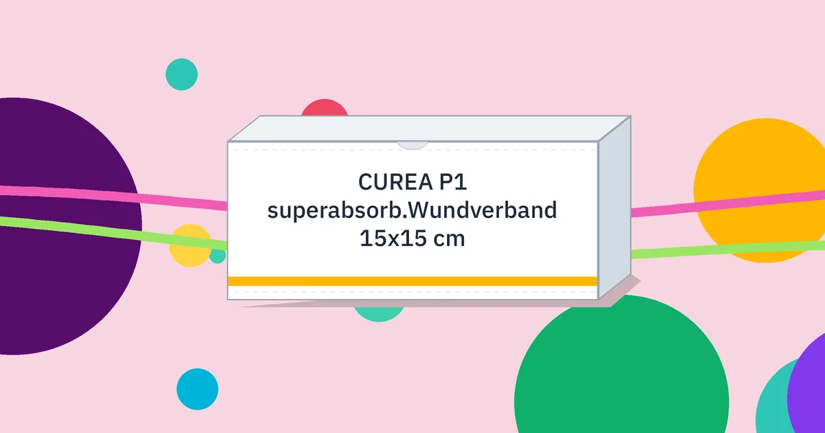 Symbolbild: Packung mit der Aufschrift CUREA P1 superabsorb.Wundverband 15x15 cm (PZN 11114126) – Verfügbarkeit und Bezug in Apotheken in Frankfurt am Main