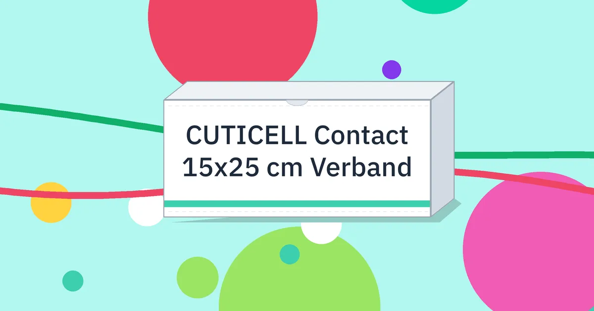 Symbolbild: Packung mit der Aufschrift CUTICELL Contact 15x25 cm Verband (PZN 08515324) – Verfügbarkeit und Bezug in Apotheken in Frankfurt am Main