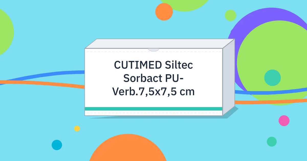 Symbolbild: Packung mit der Aufschrift CUTIMED Siltec Sorbact PU-Verb.7,5x7,5 cm (PZN 18736658) – Verfügbarkeit und Bezug in Apotheken in Frankfurt am Main