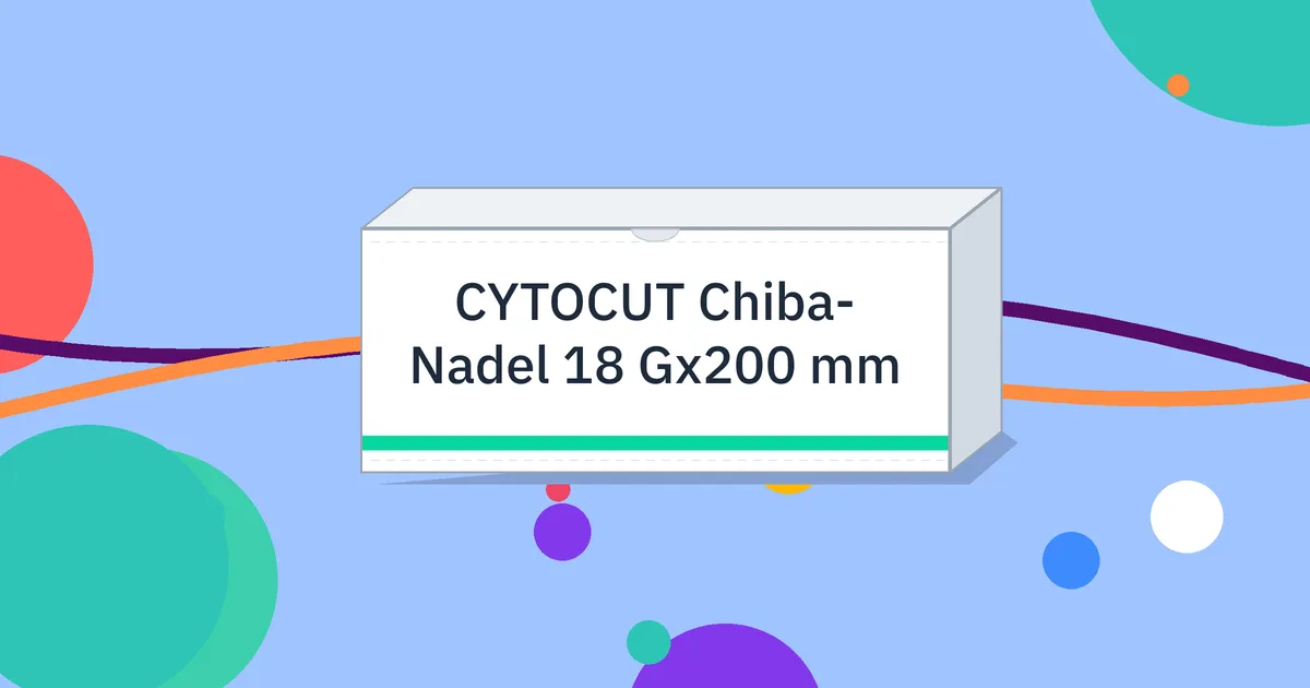 Symbolbild: Packung mit der Aufschrift CYTOCUT Chiba-Nadel 18 Gx200 mm (PZN 19735164) – Verfügbarkeit und Bezug in Apotheken in Frankfurt am Main