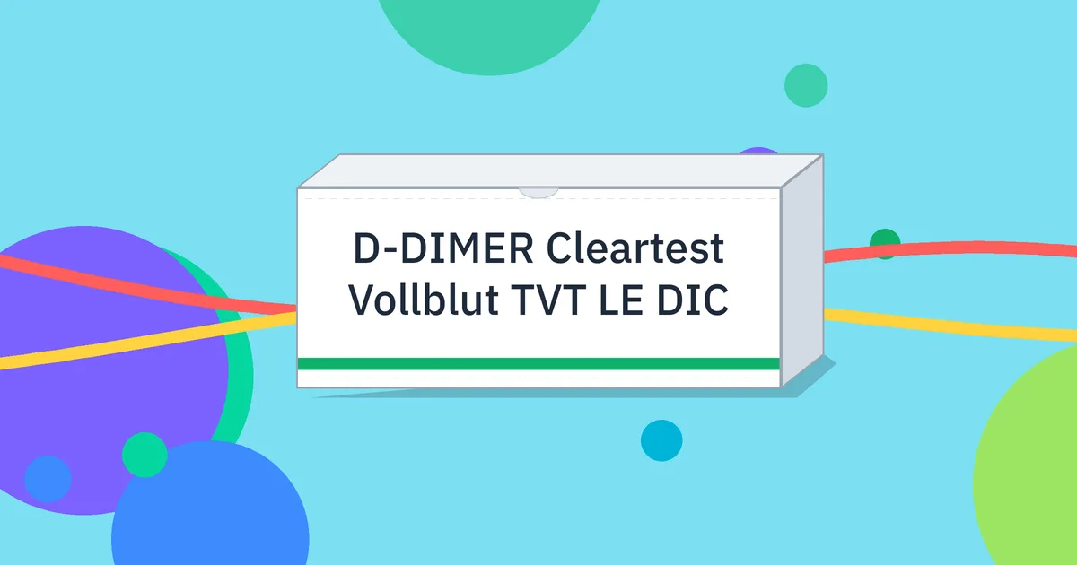 Symbolbild: Packung mit der Aufschrift D-DIMER Cleartest Vollblut TVT LE DIC (PZN 06690833) – Verfügbarkeit und Bezug in Apotheken in Frankfurt am Main