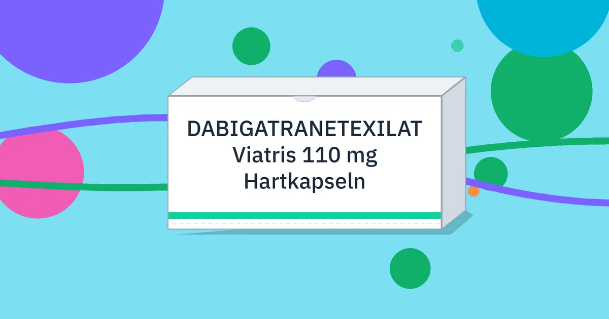 Symbolbild: Packung mit der Aufschrift DABIGATRANETEXILAT Viatris 110 mg Hartkapseln (PZN 19158583) – Verfügbarkeit und Bezug in Apotheken in Frankfurt am Main