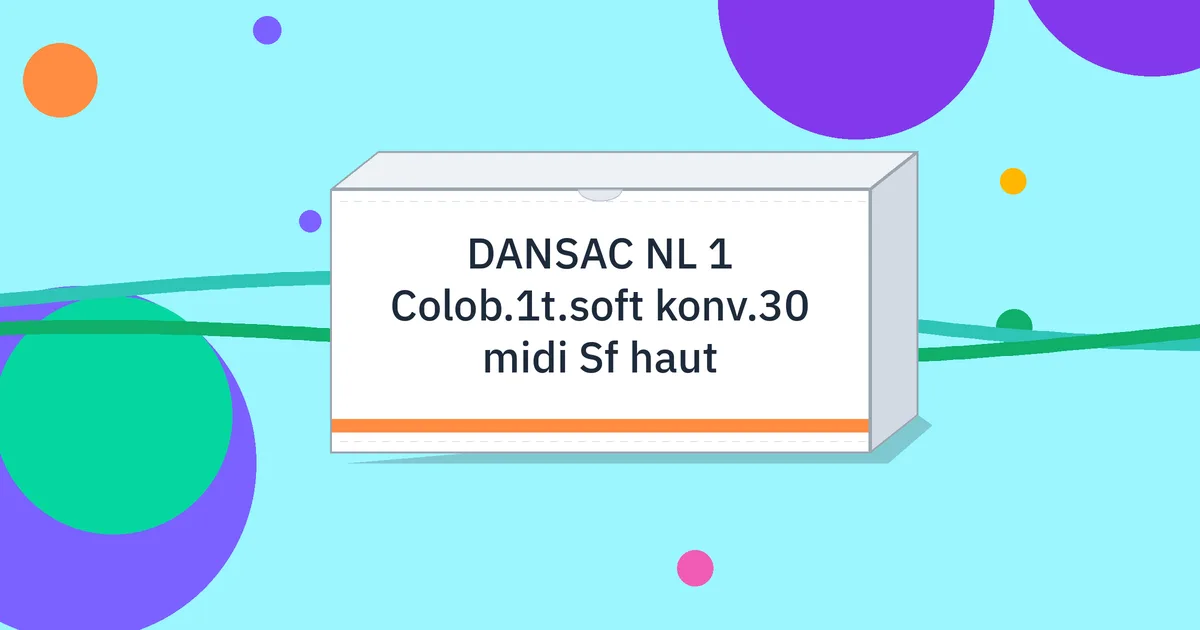 Symbolbild: Packung mit der Aufschrift DANSAC NL 1 Colob.1t.soft konv.30 midi Sf haut (PZN 10344568) – Verfügbarkeit und Bezug in Apotheken in Frankfurt am Main