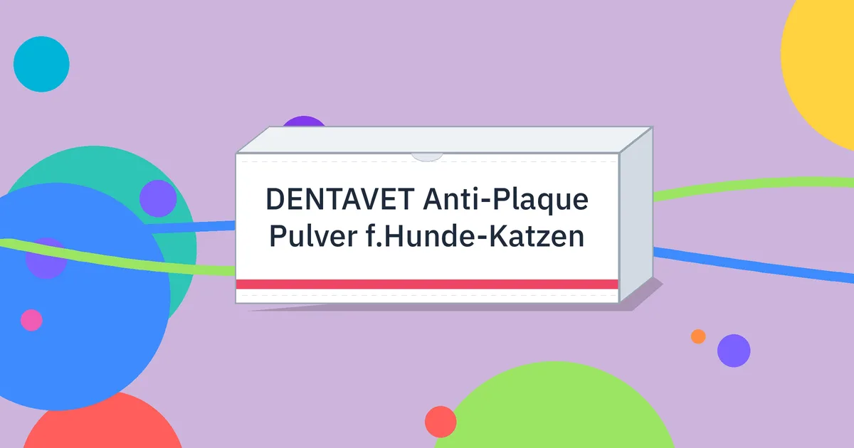 Symbolbild: Packung mit der Aufschrift DENTAVET Anti-Plaque Pulver f.Hunde-Katzen (PZN 18261735) – Verfügbarkeit und Bezug in Apotheken in Frankfurt am Main