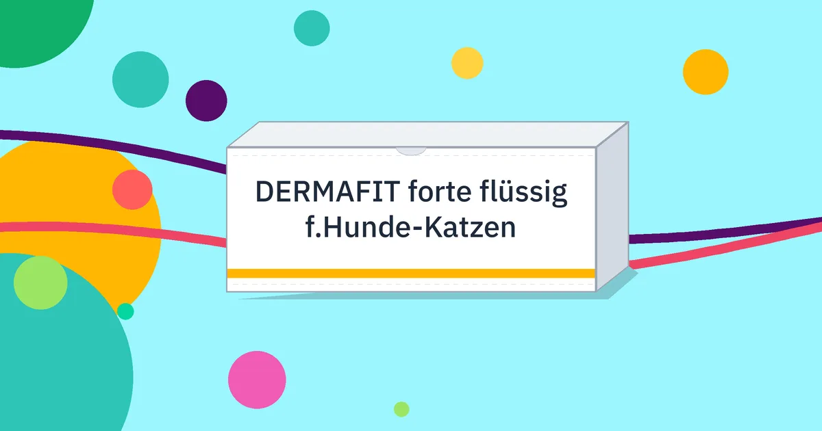 Symbolbild: Packung mit der Aufschrift DERMAFIT forte flüssig f.Hunde-Katzen (PZN 17441406) – Verfügbarkeit und Bezug in Apotheken in Frankfurt am Main