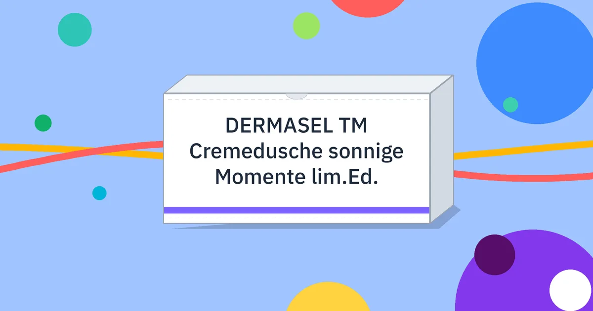 Symbolbild: Packung mit der Aufschrift DERMASEL TM Cremedusche sonnige Momente lim.Ed. (PZN 17889489) – Verfügbarkeit und Bezug in Apotheken in Frankfurt am Main