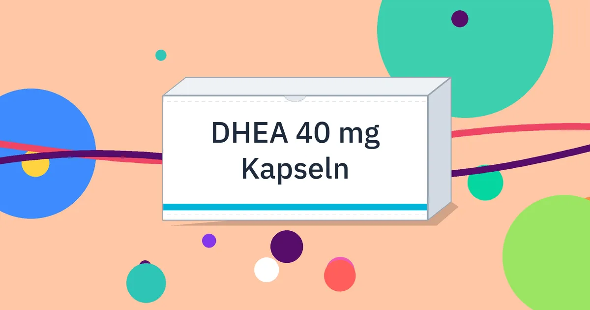 Symbolbild: Packung mit der Aufschrift DHEA 40 mg Kapseln (PZN 18718198) – Verfügbarkeit und Bezug in Apotheken in Frankfurt am Main