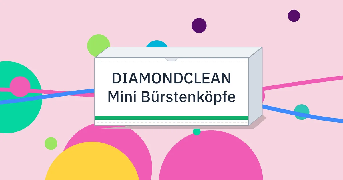 Symbolbild: Packung mit der Aufschrift DIAMONDCLEAN Mini Bürstenköpfe (PZN 11069325) – Verfügbarkeit und Bezug in Apotheken in Frankfurt am Main