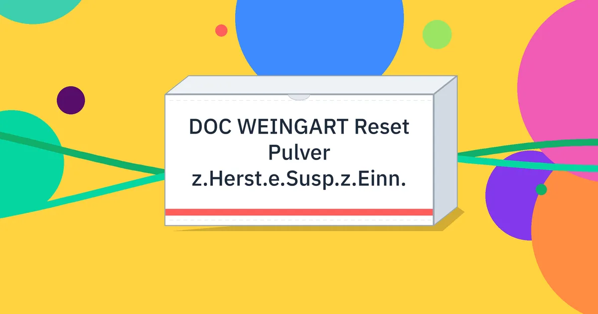 Symbolbild: Packung mit der Aufschrift DOC WEINGART Reset Pulver z.Herst.e.Susp.z.Einn. (PZN 17970079) – Verfügbarkeit und Bezug in Apotheken in Frankfurt am Main