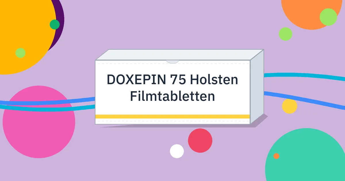 Symbolbild: Packung mit der Aufschrift DOXEPIN 75 Holsten Filmtabletten (PZN 06330520) – Verfügbarkeit und Bezug in Apotheken in Frankfurt am Main