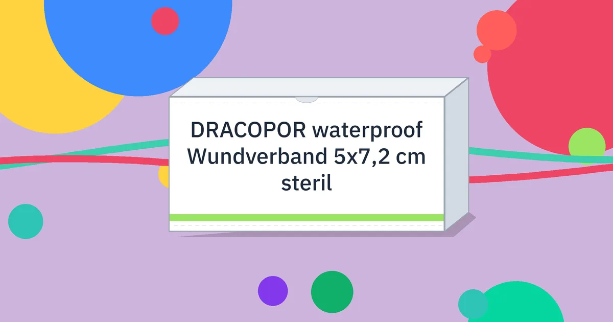 Symbolbild: Packung mit der Aufschrift DRACOPOR waterproof Wundverband 5x7,2 cm steril (PZN 12749186) – Verfügbarkeit und Bezug in Apotheken in Frankfurt am Main