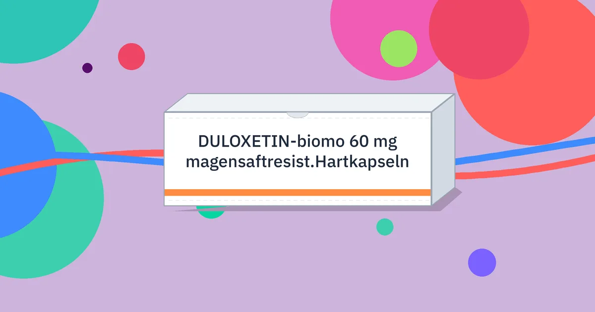 Symbolbild: Packung mit der Aufschrift DULOXETIN-biomo 60 mg magensaftresist.Hartkapseln (PZN 11799147) – Verfügbarkeit und Bezug in Apotheken in Frankfurt am Main
