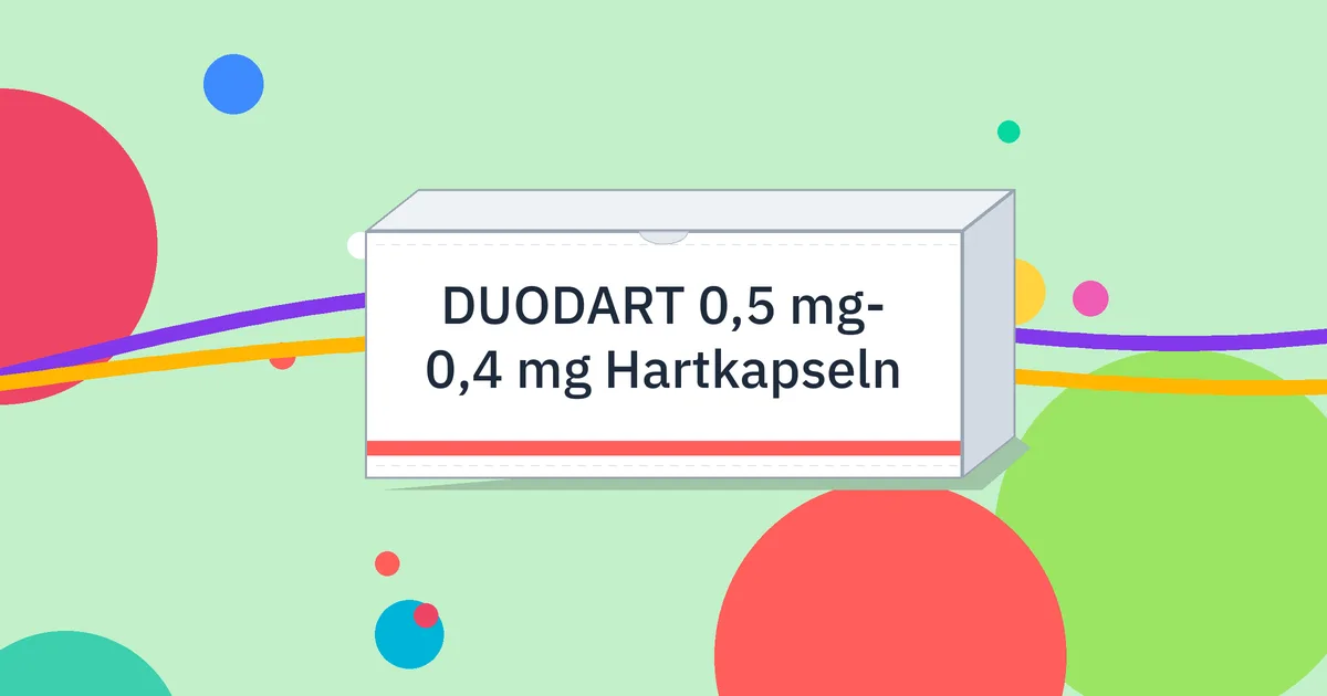 Symbolbild: Packung mit der Aufschrift DUODART 0,5 mg-0,4 mg Hartkapseln (PZN 01882657) – Verfügbarkeit und Bezug in Apotheken in Frankfurt am Main