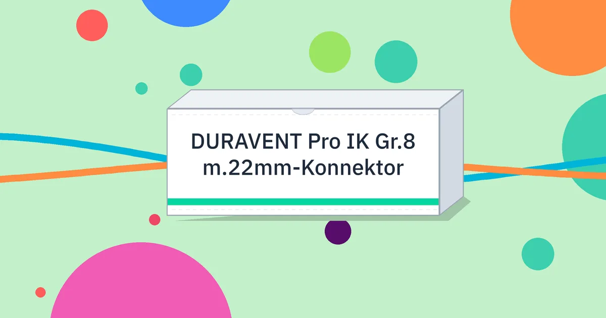 Symbolbild: Packung mit der Aufschrift DURAVENT Pro IK Gr.8 m.22mm-Konnektor (PZN 19243969) – Verfügbarkeit und Bezug in Apotheken in Frankfurt am Main