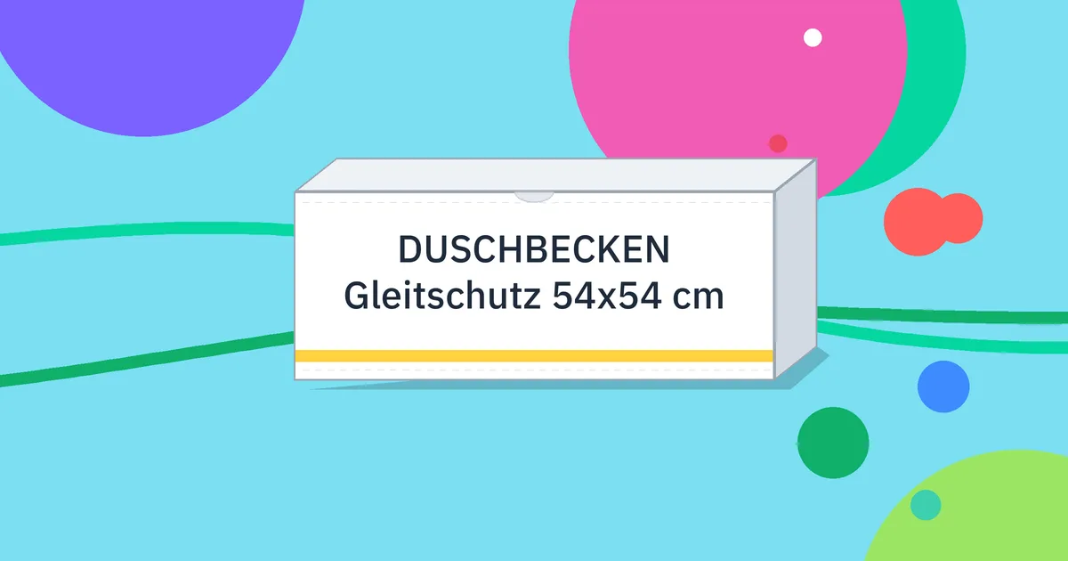 Symbolbild: Packung mit der Aufschrift DUSCHBECKEN Gleitschutz 54x54 cm (PZN 03099370) – Verfügbarkeit und Bezug in Apotheken in Frankfurt am Main