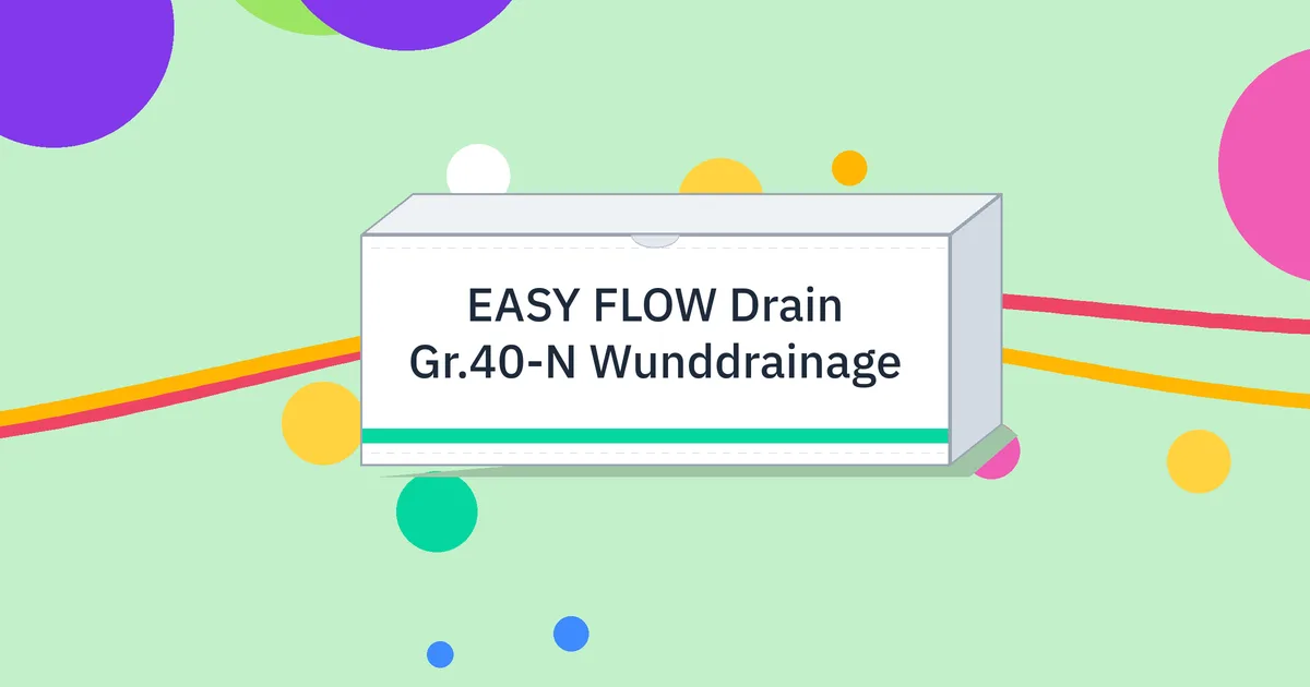 Symbolbild: Packung mit der Aufschrift EASY FLOW Drain Gr.40-N Wunddrainage (PZN 07488878) – Verfügbarkeit und Bezug in Apotheken in Frankfurt am Main