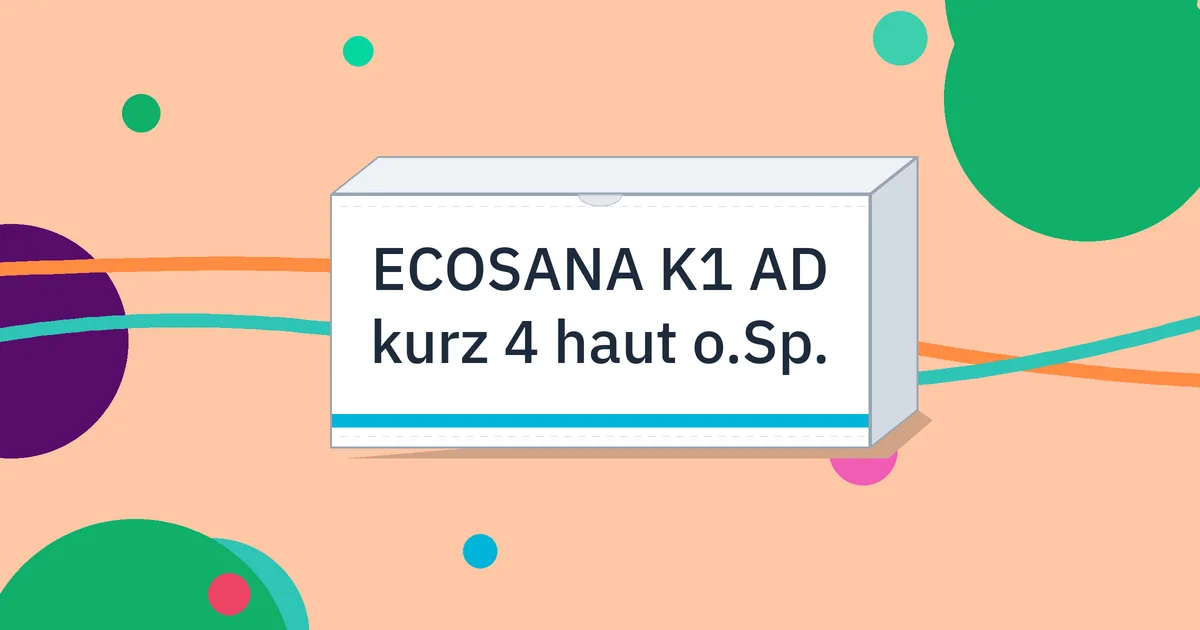 Symbolbild: Packung mit der Aufschrift ECOSANA K1 AD kurz 4 haut o.Sp. (PZN 04724930) – Verfügbarkeit und Bezug in Apotheken in Frankfurt am Main
