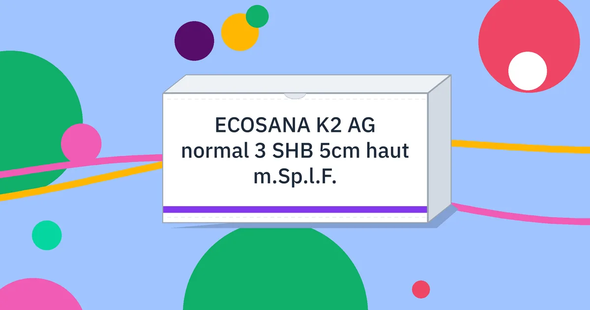 Symbolbild: Packung mit der Aufschrift ECOSANA K2 AG normal 3 SHB 5cm haut m.Sp.l.F. (PZN 10956975) – Verfügbarkeit und Bezug in Apotheken in Frankfurt am Main