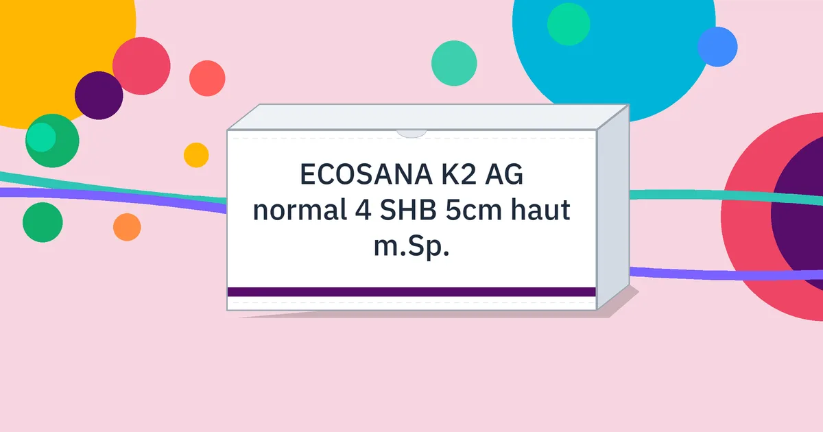 Symbolbild: Packung mit der Aufschrift ECOSANA K2 AG normal 4 SHB 5cm haut m.Sp. (PZN 01451667) – Verfügbarkeit und Bezug in Apotheken in Frankfurt am Main