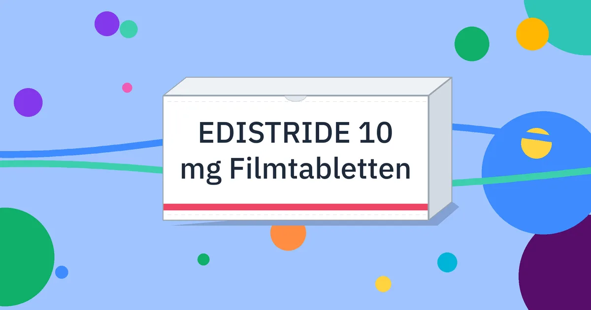 Symbolbild: Packung mit der Aufschrift EDISTRIDE 10 mg Filmtabletten (PZN 19343292) – Verfügbarkeit und Bezug in Apotheken in Frankfurt am Main