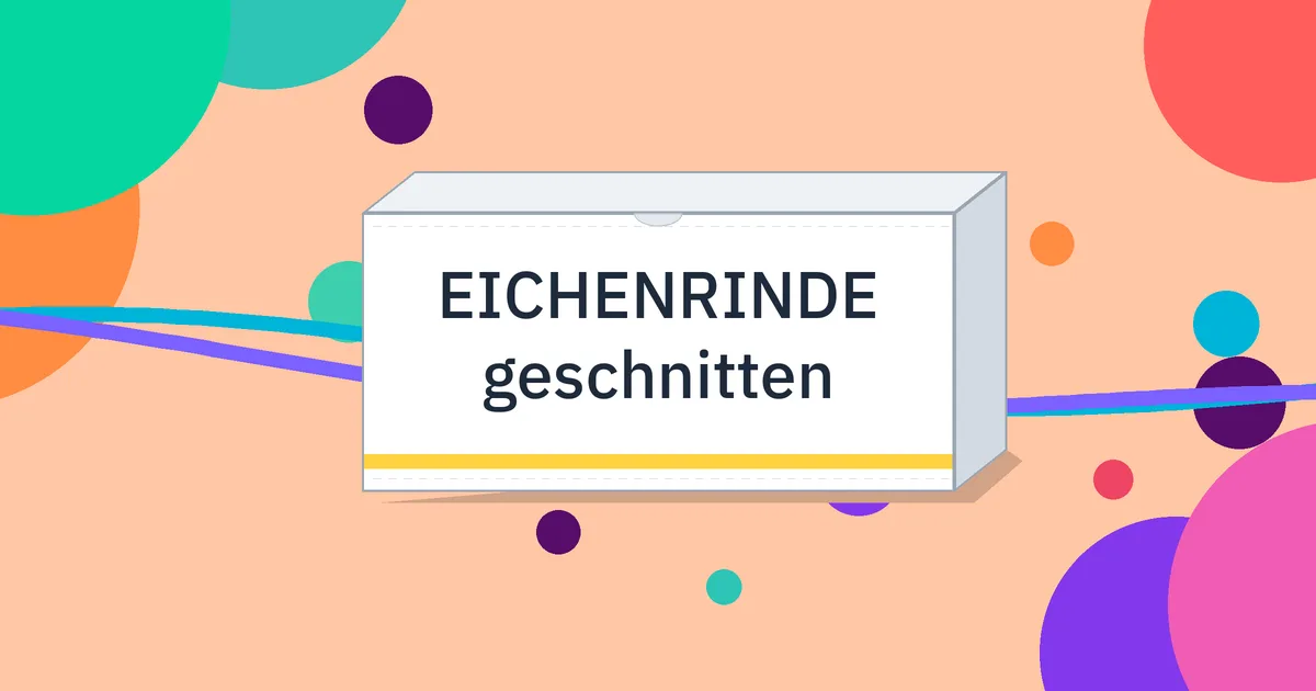 Symbolbild: Packung mit der Aufschrift EICHENRINDE geschnitten (PZN 11309835) – Verfügbarkeit und Bezug in Apotheken in Frankfurt am Main