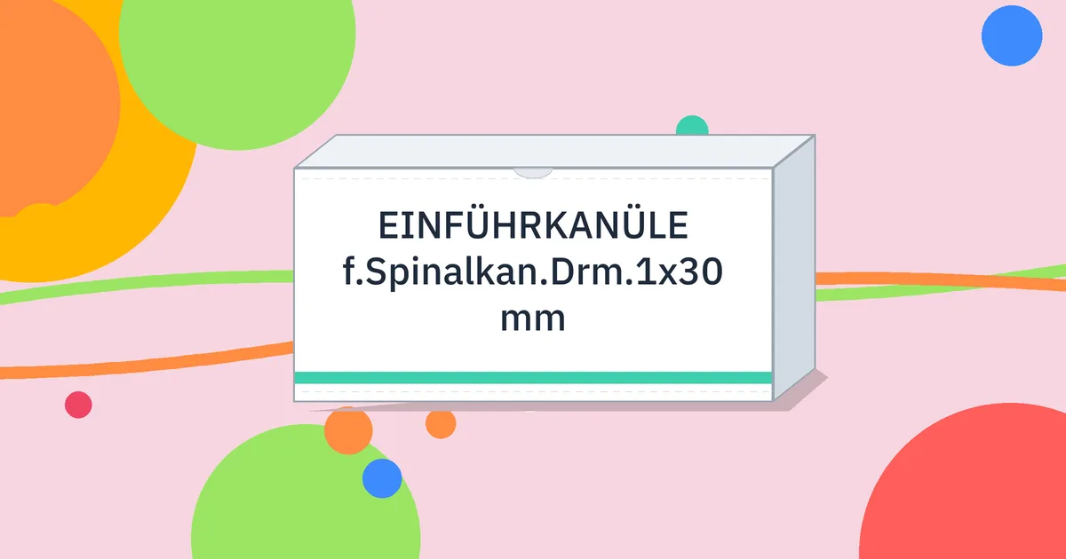 Symbolbild: Packung mit der Aufschrift EINFÜHRKANÜLE f.Spinalkan.Drm.1x30 mm (PZN 00884306) – Verfügbarkeit und Bezug in Apotheken in Frankfurt am Main