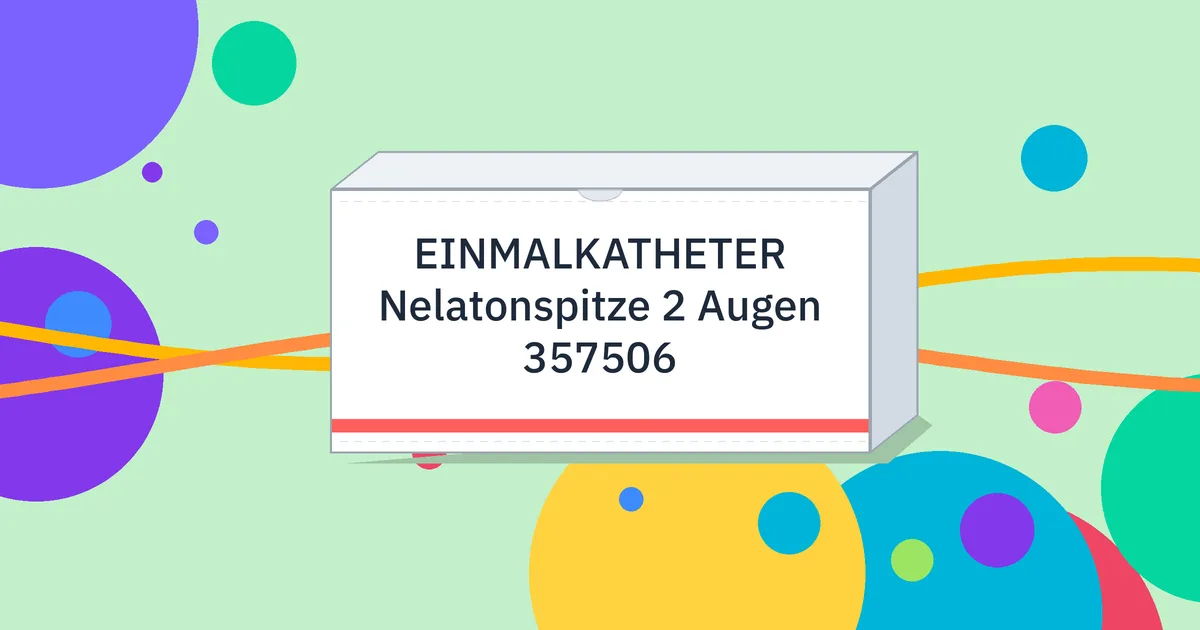Symbolbild: Packung mit der Aufschrift EINMALKATHETER Nelatonspitze 2 Augen 357506 (PZN 20288552) – Verfügbarkeit und Bezug in Apotheken in Frankfurt am Main