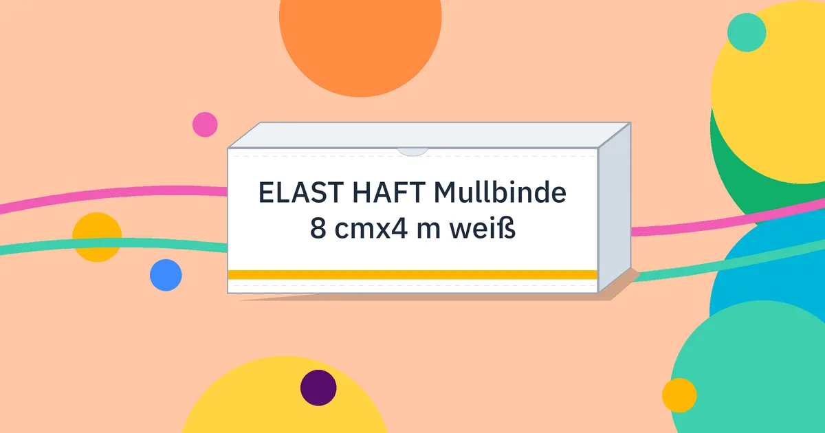 Symbolbild: Packung mit der Aufschrift ELAST HAFT Mullbinde 8 cmx4 m weiß (PZN 10810059) – Verfügbarkeit und Bezug in Apotheken in Frankfurt am Main