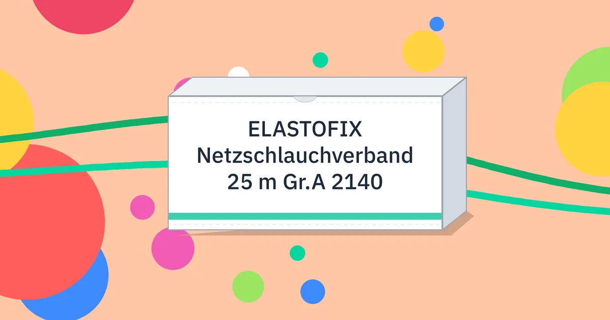 Symbolbild: Packung mit der Aufschrift ELASTOFIX Netzschlauchverband 25 m Gr.A 2140 (PZN 04175009) – Verfügbarkeit und Bezug in Apotheken in Frankfurt am Main