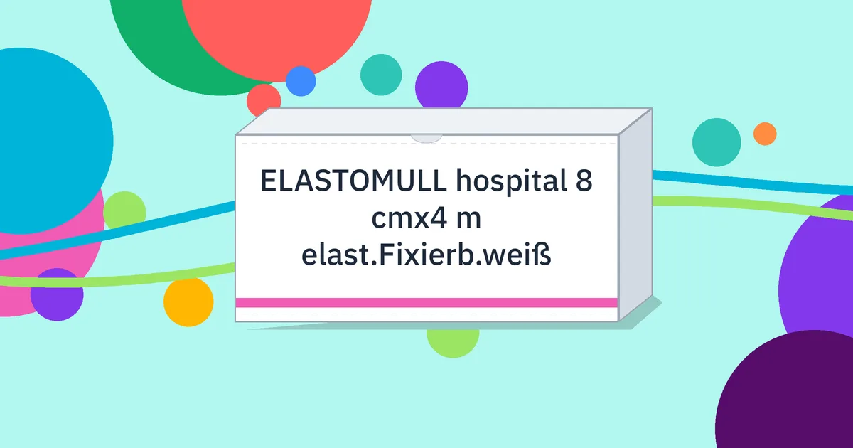 Symbolbild: Packung mit der Aufschrift ELASTOMULL hospital 8 cmx4 m elast.Fixierb.weiß (PZN 16027366) – Verfügbarkeit und Bezug in Apotheken in Frankfurt am Main