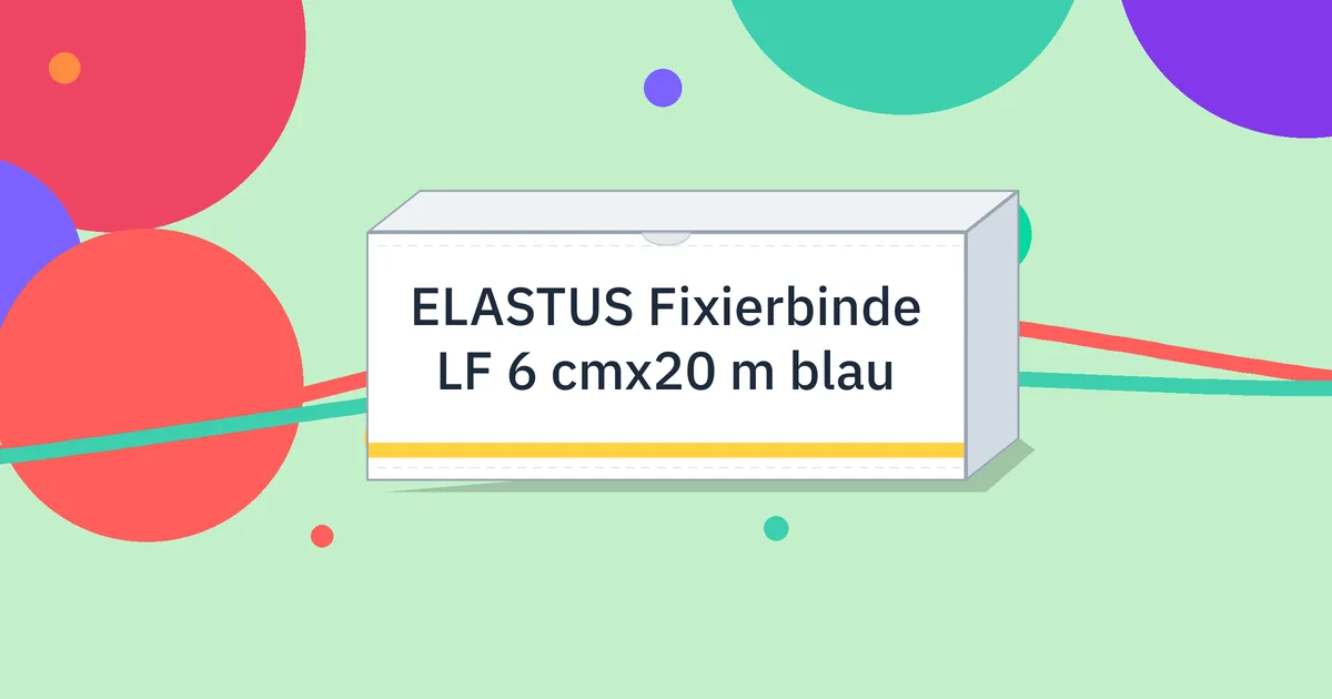 Symbolbild: Packung mit der Aufschrift ELASTUS Fixierbinde LF 6 cmx20 m blau (PZN 12855416) – Verfügbarkeit und Bezug in Apotheken in Frankfurt am Main