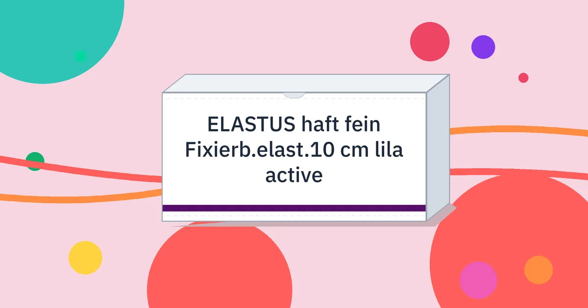 Symbolbild: Packung mit der Aufschrift ELASTUS haft fein Fixierb.elast.10 cm lila active (PZN 10308242) – Verfügbarkeit und Bezug in Apotheken in Frankfurt am Main