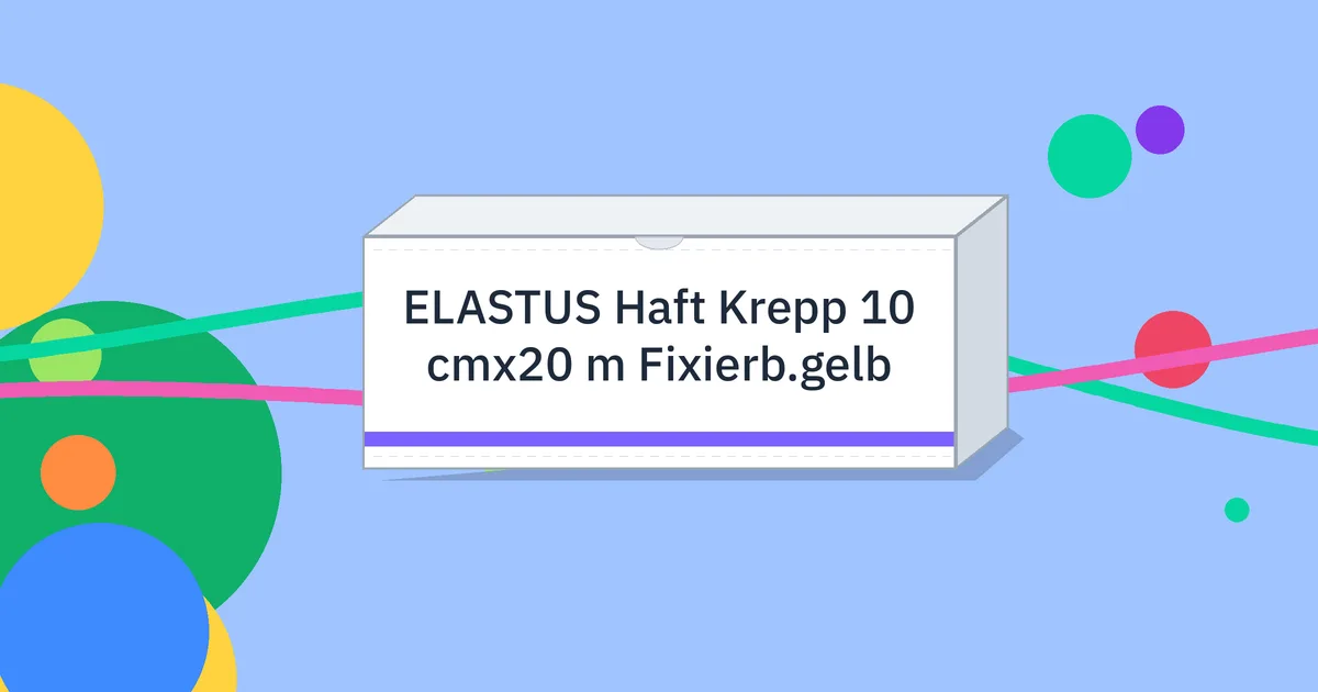 Symbolbild: Packung mit der Aufschrift ELASTUS Haft Krepp 10 cmx20 m Fixierb.gelb (PZN 02742007) – Verfügbarkeit und Bezug in Apotheken in Frankfurt am Main