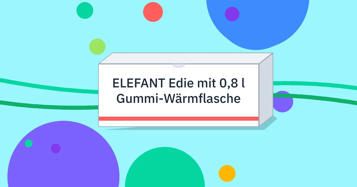 Symbolbild: Packung mit der Aufschrift ELEFANT Edie mit 0,8 l Gummi-Wärmflasche (PZN 18128953) – Verfügbarkeit und Bezug in Apotheken in Frankfurt am Main