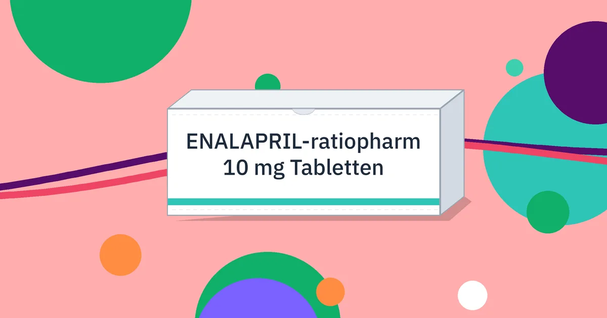 Symbolbild: Packung mit der Aufschrift ENALAPRIL-ratiopharm 10 mg Tabletten (PZN 00638234) – Verfügbarkeit und Bezug in Apotheken in Frankfurt am Main