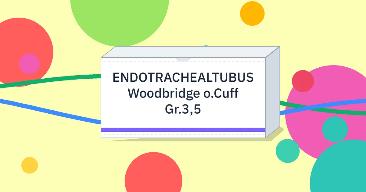 Symbolbild: Packung mit der Aufschrift ENDOTRACHEALTUBUS Woodbridge o.Cuff Gr.3,5 (PZN 04883433) – Verfügbarkeit und Bezug in Apotheken in Frankfurt am Main