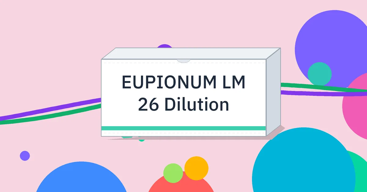 Symbolbild: Packung mit der Aufschrift EUPIONUM LM 26 Dilution (PZN 13483856) – Verfügbarkeit und Bezug in Apotheken in Frankfurt am Main