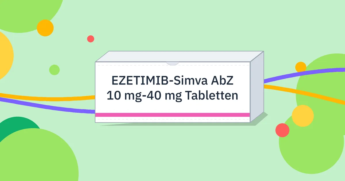 Symbolbild: Packung mit der Aufschrift EZETIMIB-Simva AbZ 10 mg-40 mg Tabletten (PZN 13863168) – Verfügbarkeit und Bezug in Apotheken in Frankfurt am Main