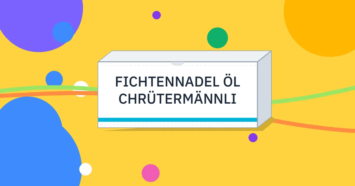 Symbolbild: Packung mit der Aufschrift FICHTENNADEL ÖL CHRÜTERMÄNNLI (PZN 08422982) – Verfügbarkeit und Bezug in Apotheken in Frankfurt am Main