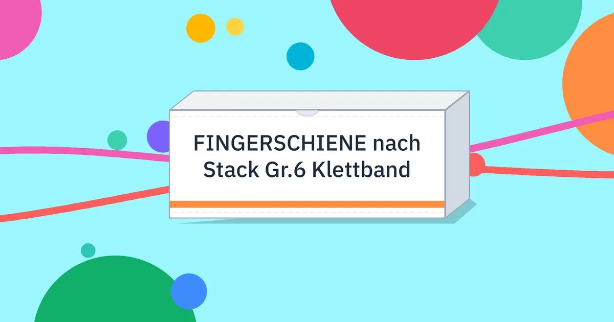 Symbolbild: Packung mit der Aufschrift FINGERSCHIENE nach Stack Gr.6 Klettband (PZN 02178630) – Verfügbarkeit und Bezug in Apotheken in Frankfurt am Main