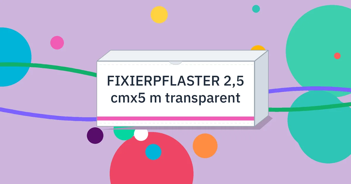 Symbolbild: Packung mit der Aufschrift FIXIERPFLASTER 2,5 cmx5 m transparent (PZN 19269029) – Verfügbarkeit und Bezug in Apotheken in Frankfurt am Main