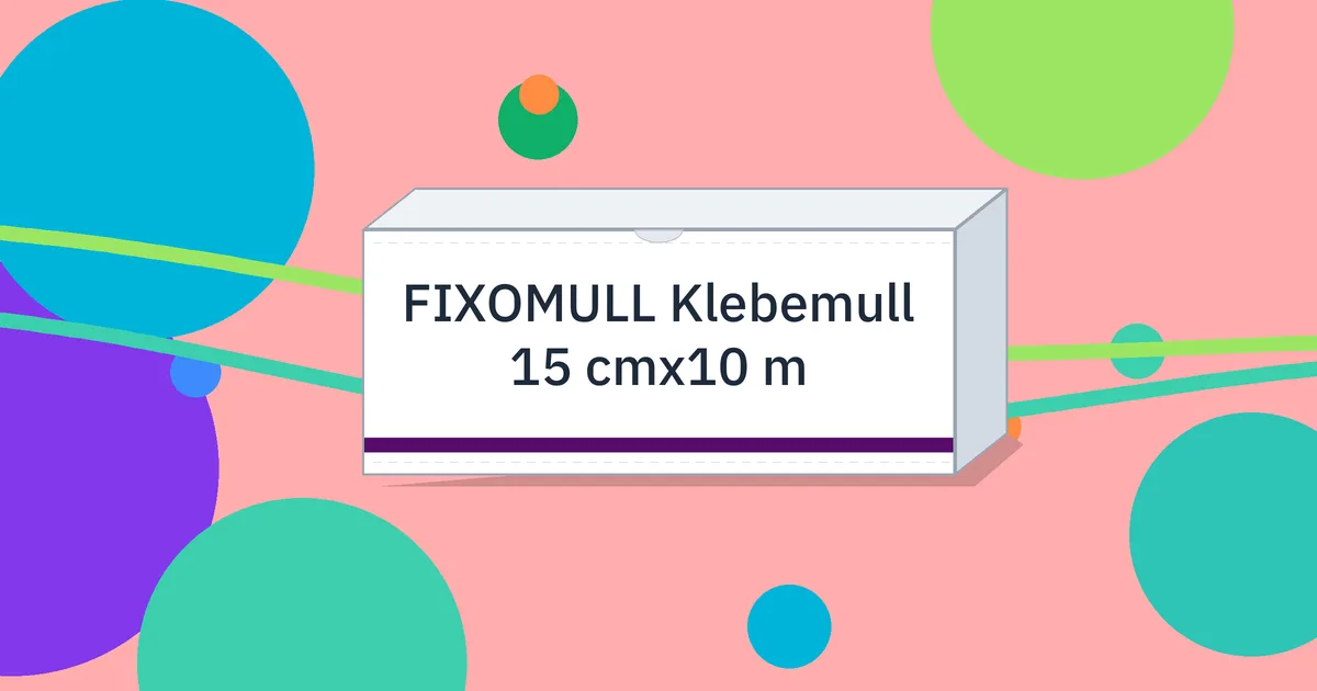 Symbolbild: Packung mit der Aufschrift FIXOMULL Klebemull 15 cmx10 m (PZN 19900048) – Verfügbarkeit und Bezug in Apotheken in Frankfurt am Main