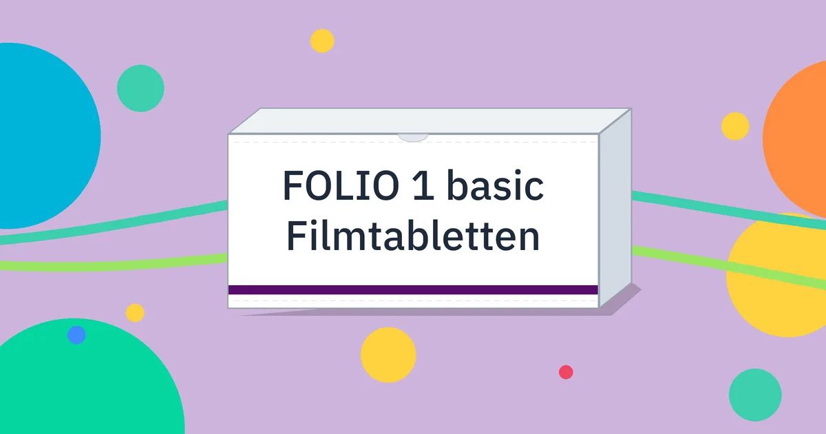 Symbolbild: Packung mit der Aufschrift FOLIO 1 basic Filmtabletten (PZN 18671338) – Verfügbarkeit und Bezug in Apotheken in Frankfurt am Main