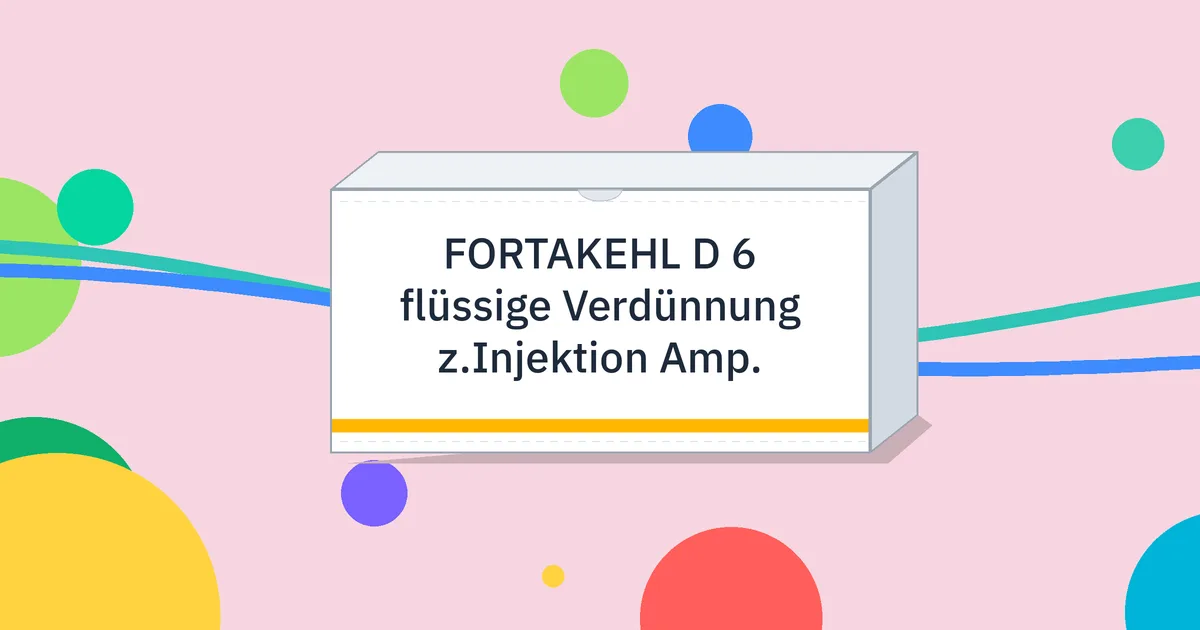 Symbolbild: Packung mit der Aufschrift FORTAKEHL D 6 flüssige Verdünnung z.Injektion Amp. (PZN 00040790) – Verfügbarkeit und Bezug in Apotheken in Frankfurt am Main