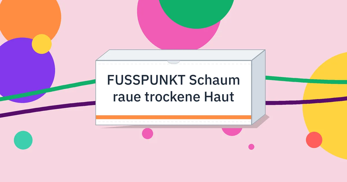 Symbolbild: Packung mit der Aufschrift FUSSPUNKT Schaum raue trockene Haut (PZN 18338099) – Verfügbarkeit und Bezug in Apotheken in Frankfurt am Main